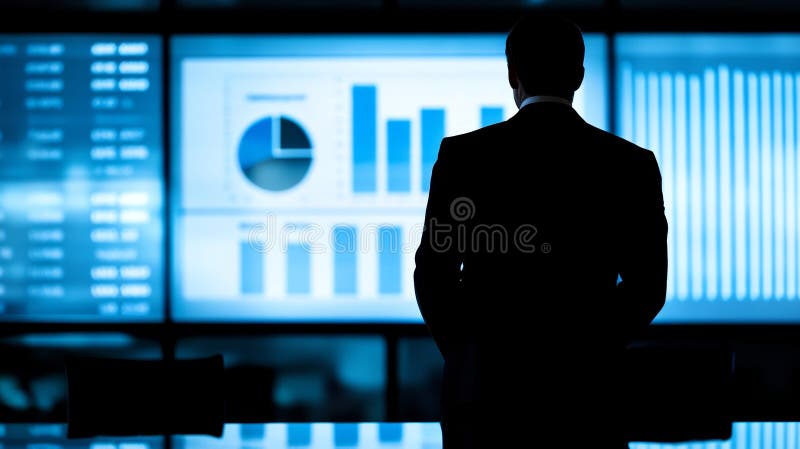 Businessman Presenting Sales Data with Bar Graph and Pie Chart in ...