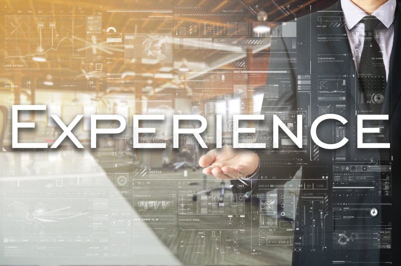 Businessman Presenting Text Experience on Virtual Screen. he is Stock ...