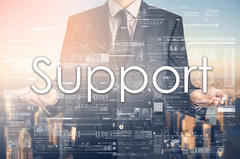 Businessman is Presenting Text: Support Stock Image - Image of hands ...