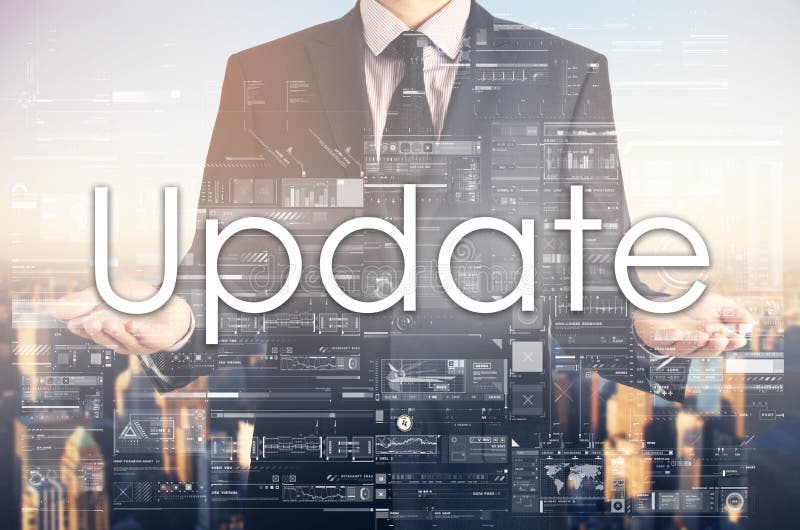 Businessman is Presenting Text: Update Stock Photo - Image of ...