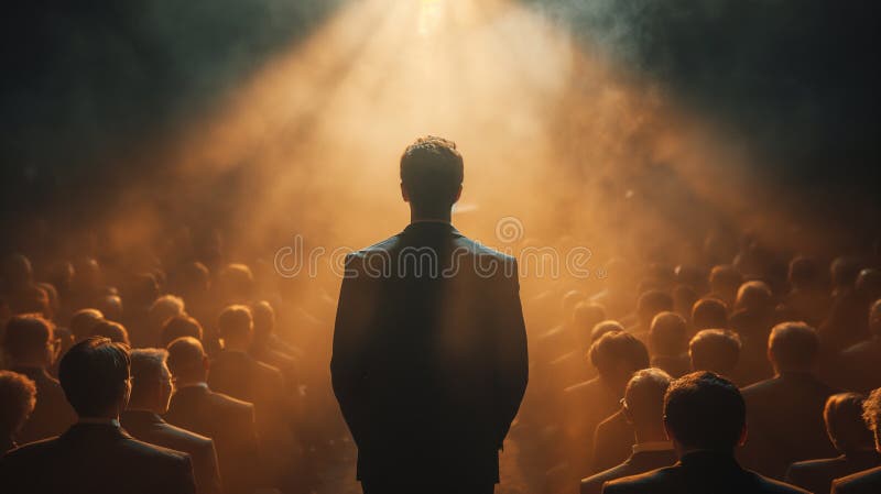 Businessman Presenting To a Large Audience Stock Illustration ...