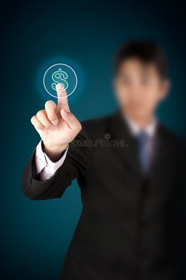 Businessman press a button stock image. Image of community - 25969961