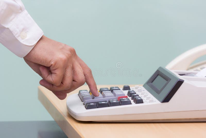 Businessman Press Button Calculater Stock Image - Image of working ...