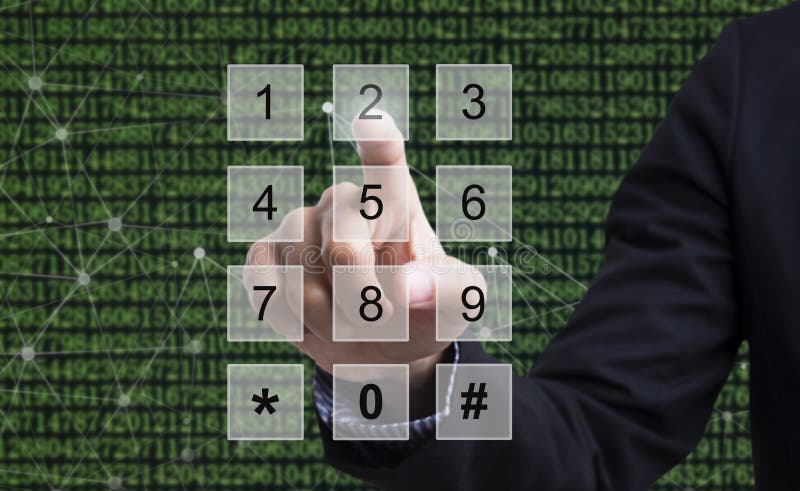 Businessman Press Numbers Concept Business Security System. Stock Photo ...