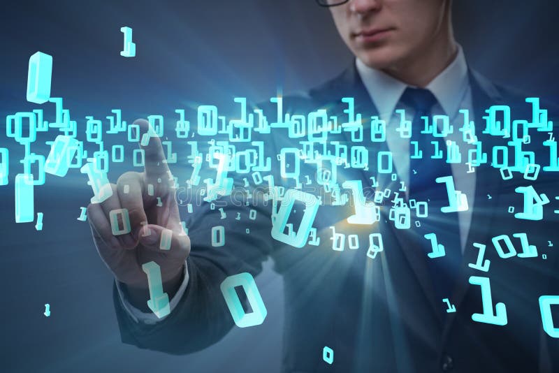 The Businessman Pressing Binary Buttons in Tech Concept Stock ...