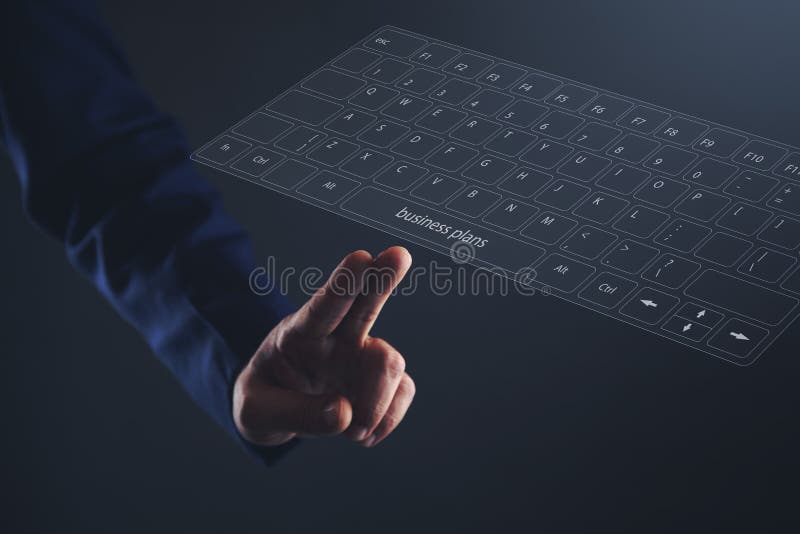 Businessman Pressing Business Plan Button Stock Image - Image of ...
