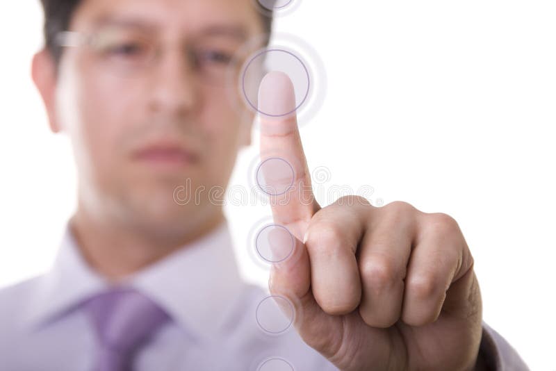 Businessman Pressing a Button Stock Image - Image of fingers, corporate ...