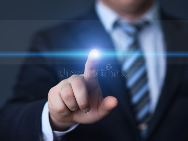 Businessman Pressing Button. Innovation Technology Internet Business ...