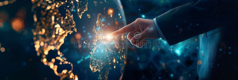 Businessman Pressing a Button, Triggering a Wave of Positive Change ...