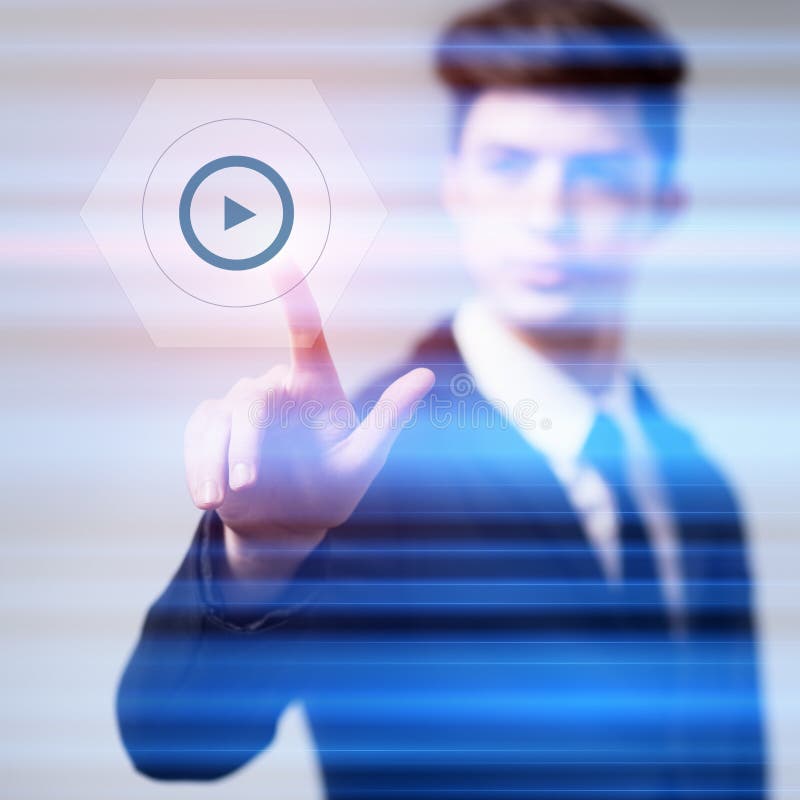 Businessman Pressing Button. Innovation Technology Internet Business ...