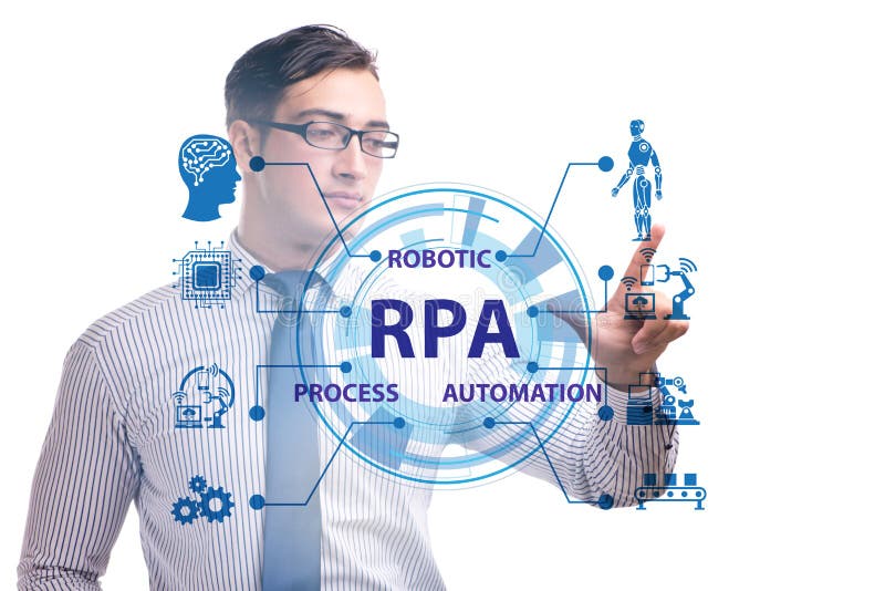 Businessman Pressing Buttons in RPA Concept Stock Image - Image of ...