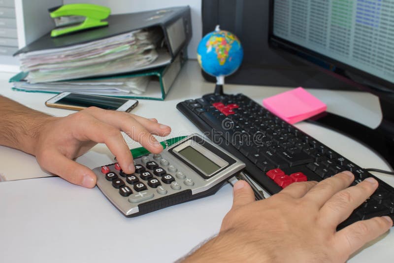 Businessman Pressing Computer Button - Financial Analyzing Concept ...