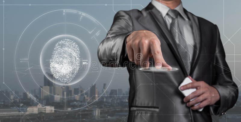 Businessman Pressing on Digital Virtual Screen, Human Resource M Stock ...