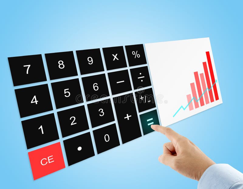 Businessman Pressing Equal Sign Button on Wide Screen Digital ...