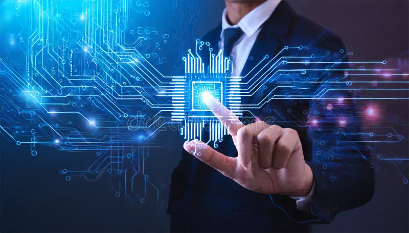 Businessman Pressing High Tech Digital Button on Screen. AI Generated ...