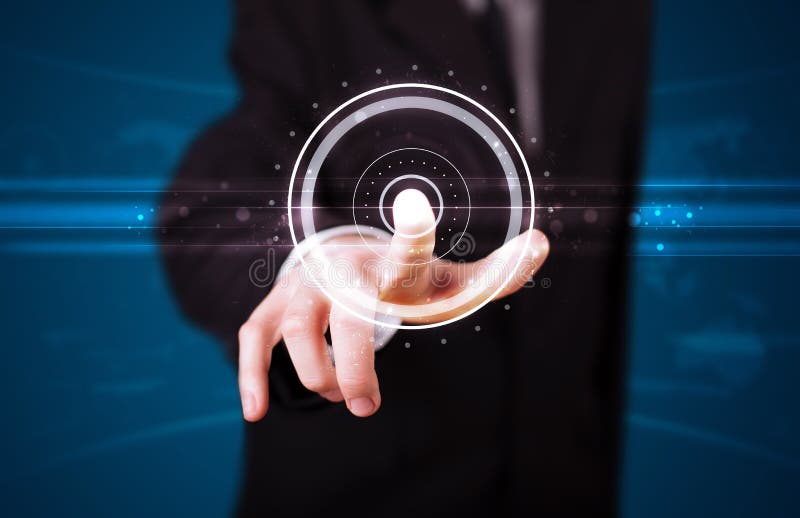Businessman Pressing High Tech Type of Modern Buttons Stock Image ...