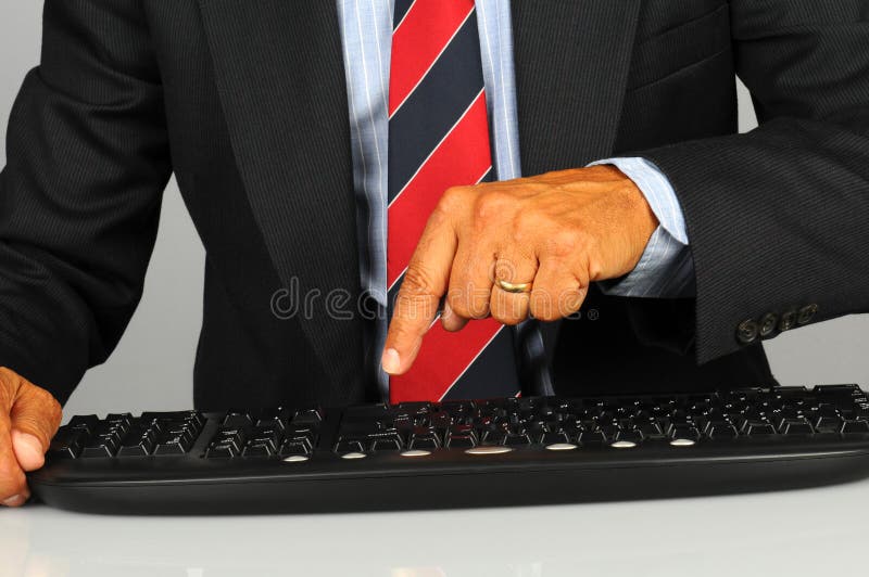 Businessman Pressing Key on Keyboard Stock Photo - Image of office ...