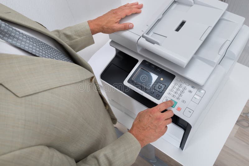 Printer on Button stock image. Image of macro, isolated - 4121411
