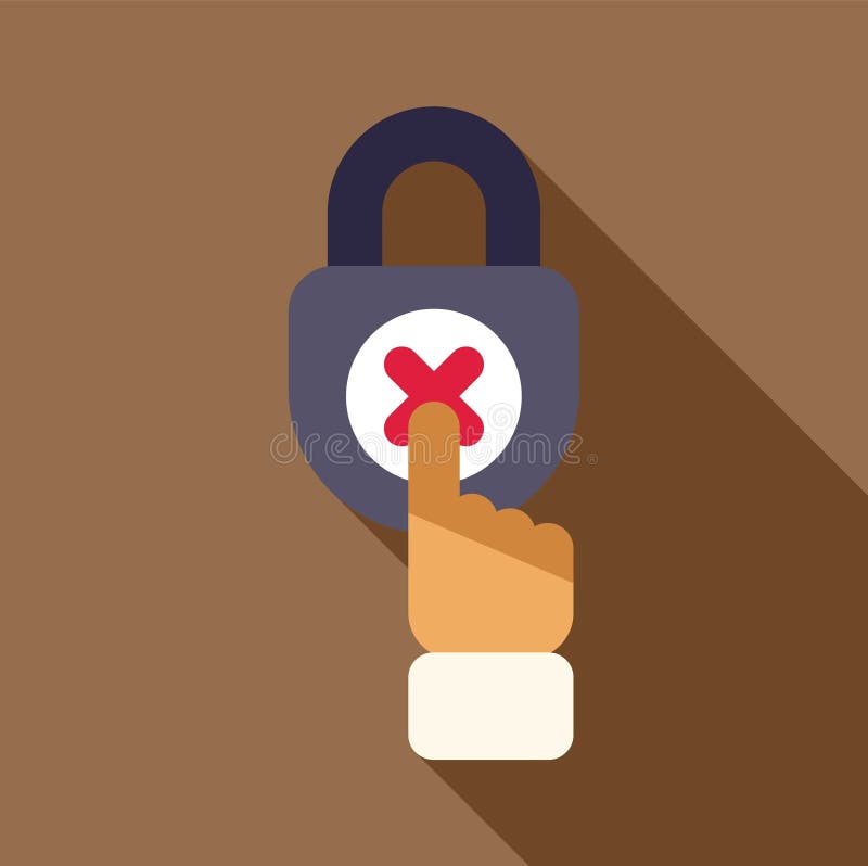Businessman Pressing a Red Cross Button on a Lock Stock Vector ...