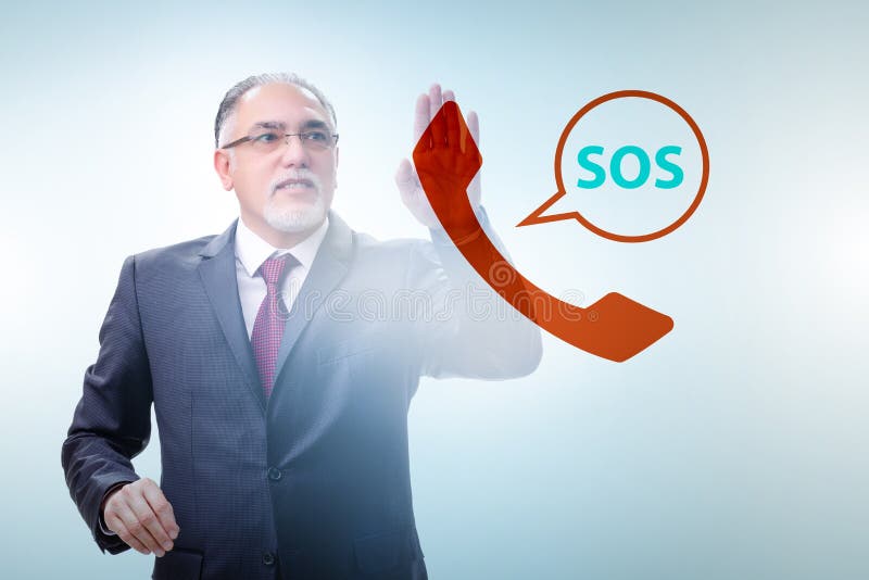 Old Male Employee Missing Wife at Workplace Stock Image - Image of ...