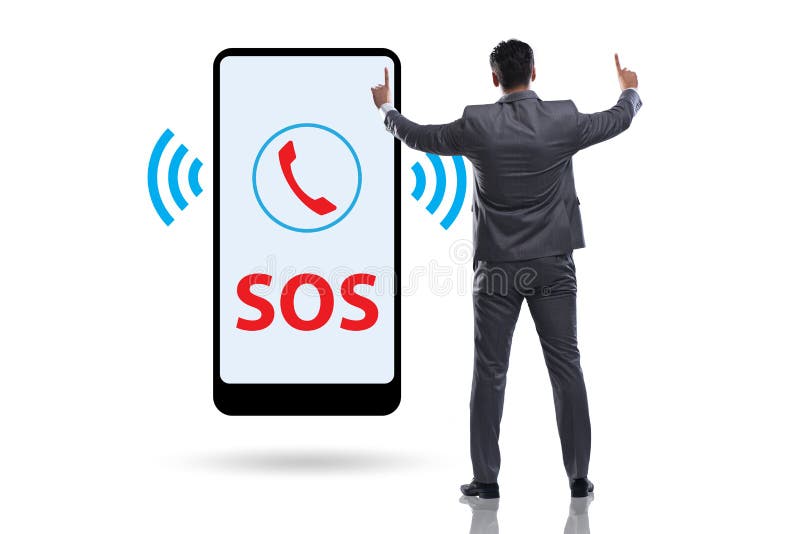 Businessman Pressing SOS Button in Case of Danger Stock Image - Image ...
