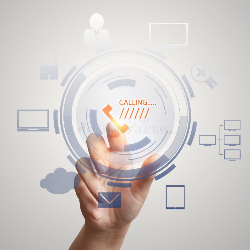 Businessman Pressing Support Button Stock Image - Image of hotline ...