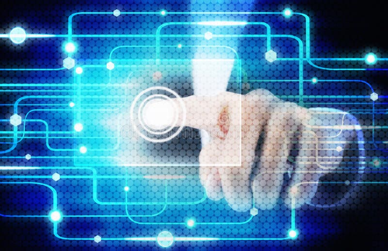 Businessman Pressing Technology Screen Stock Photo - Image of desktop ...