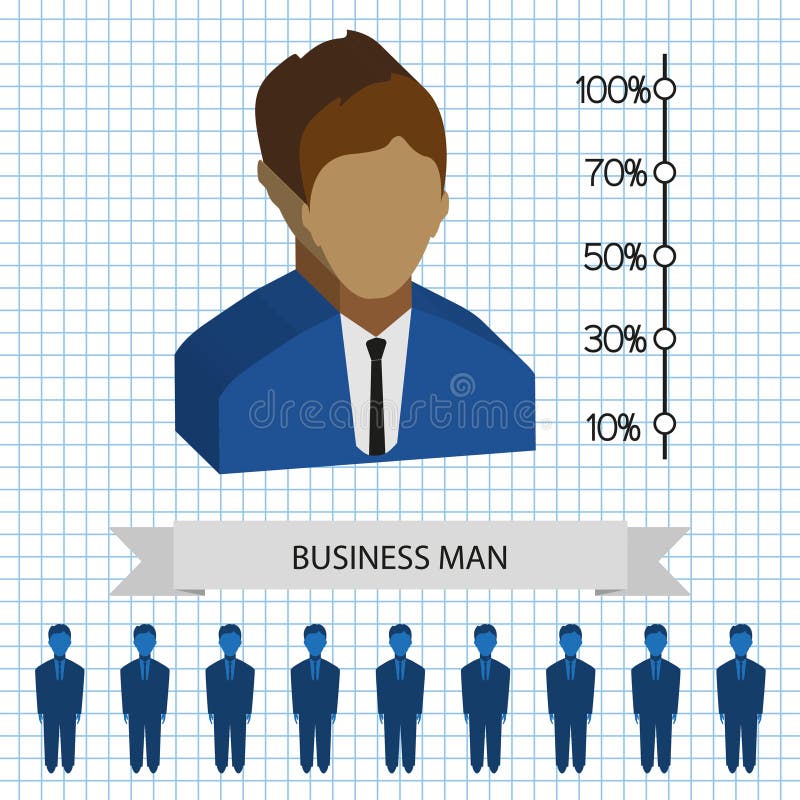 Businessman Profiles Icons with Chart, Flat Style Stock Vector ...