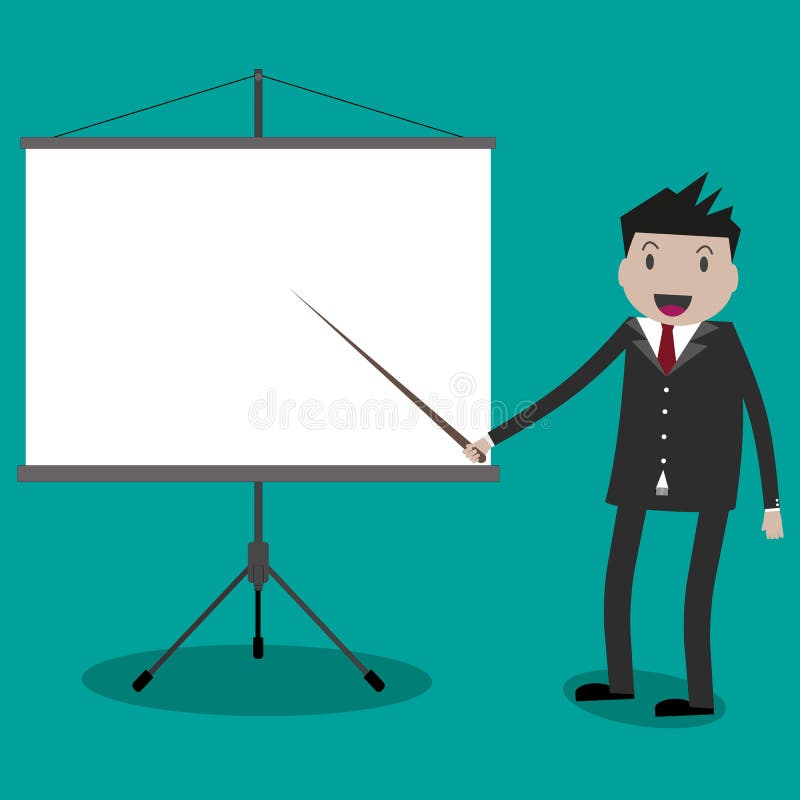 Businessman with Projector Screen. Stock Vector - Illustration of frame ...