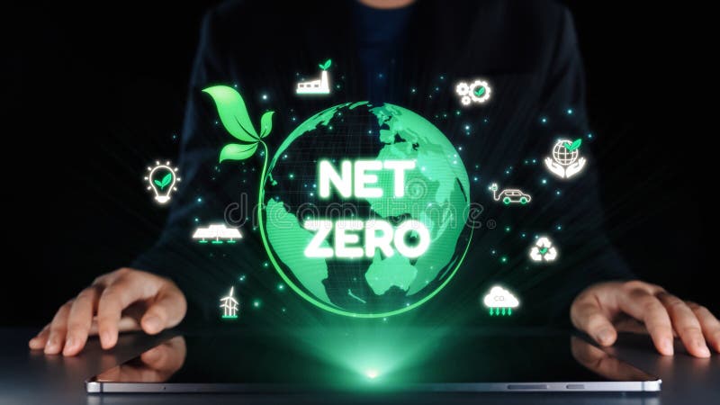 Businessman Promoting Net Zero Innovation with Green Technology Global ...