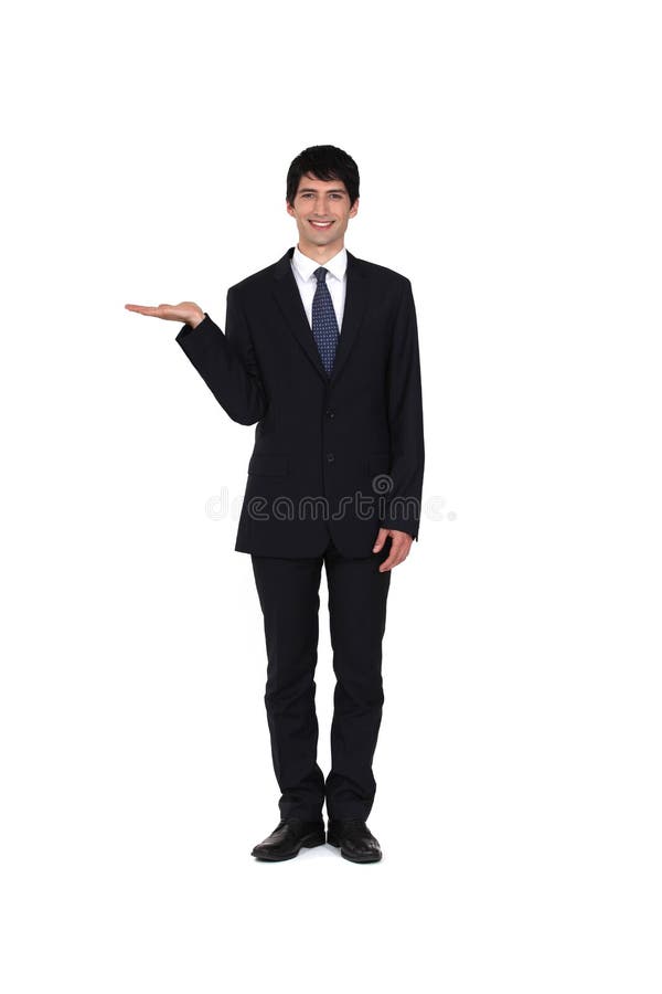 Businessman Promoting a Product Stock Photo - Image of palm, business ...