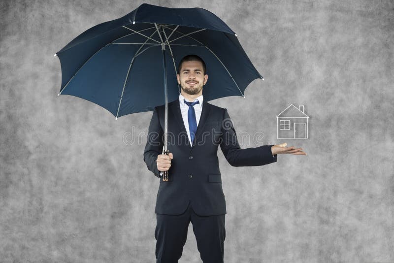 Businessman Protect Your Home Stock Image - Image of insurance, agent ...