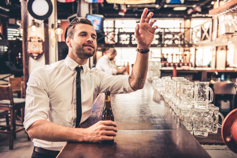 Businessman in pub stock image. Image of looking, businessman - 89533857