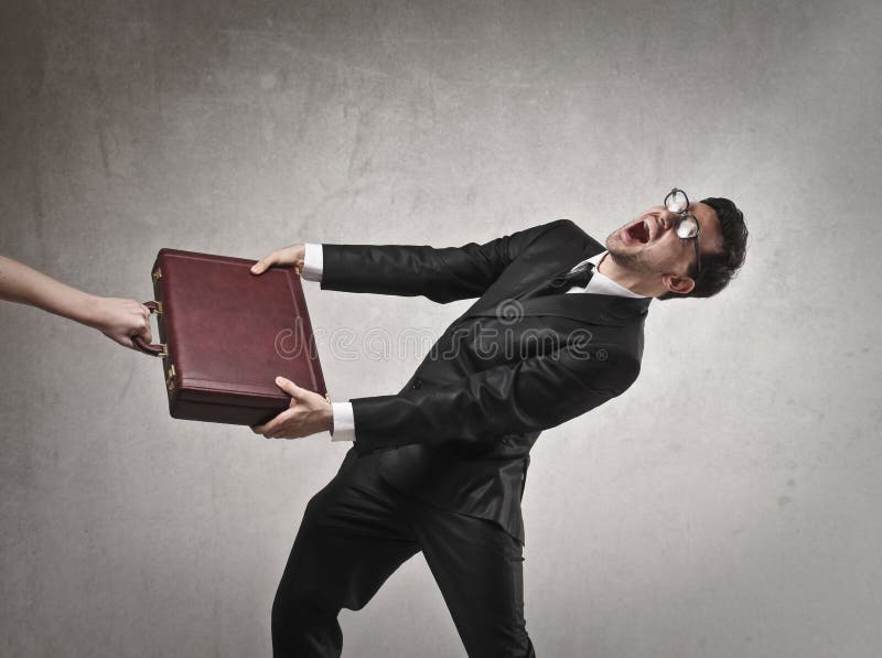 Businessman Pulling a Briefcase Stock Image - Image of worker, case ...