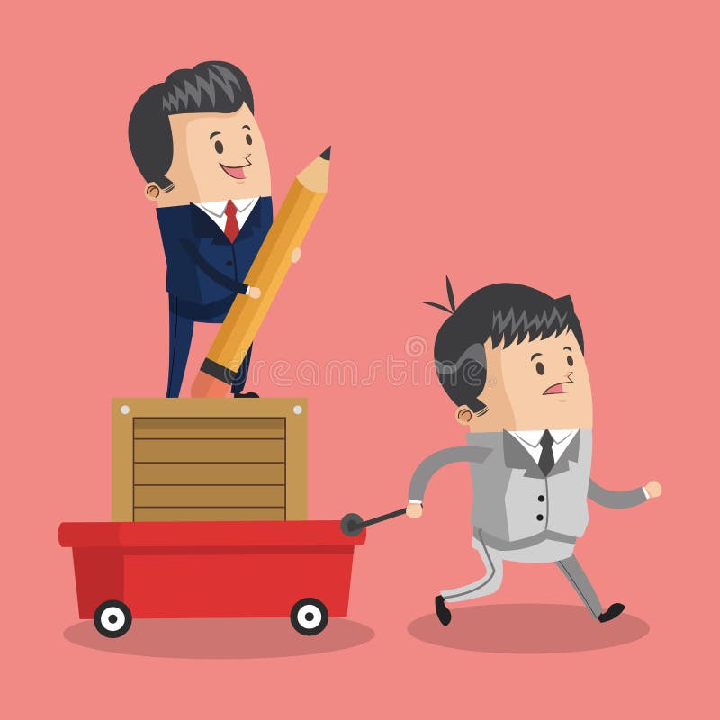 Businessman Pulling a Wagon Stock Vector - Illustration of cityscape ...