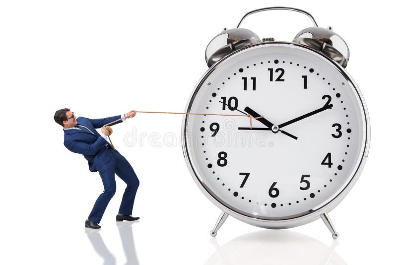 The Businessman Pulling Clock in Time Concept Stock Photo - Image of ...