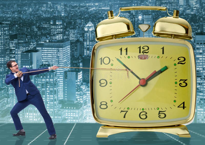 Businessman Pulling Clock in Time Management Concept Stock Image ...