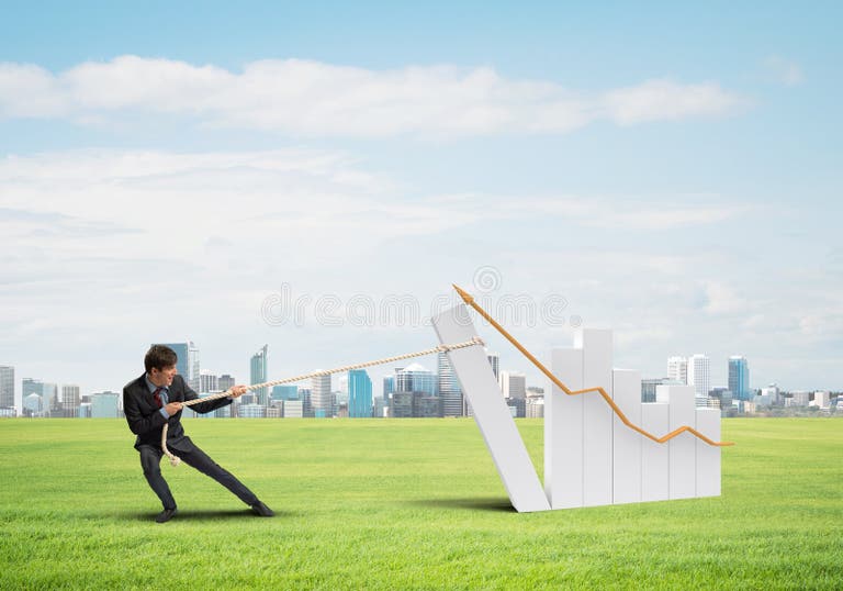Businessman Pulling Graph with Rope As Concept of Power and Control ...