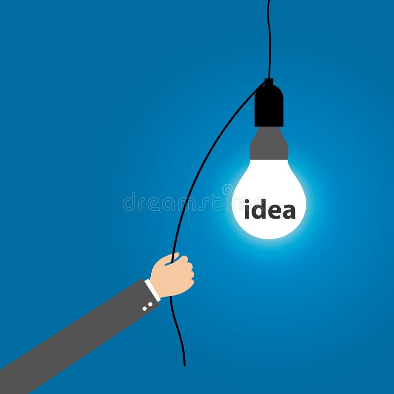 Businessman Pulling Light Switch, Idea Concept Stock Vector ...