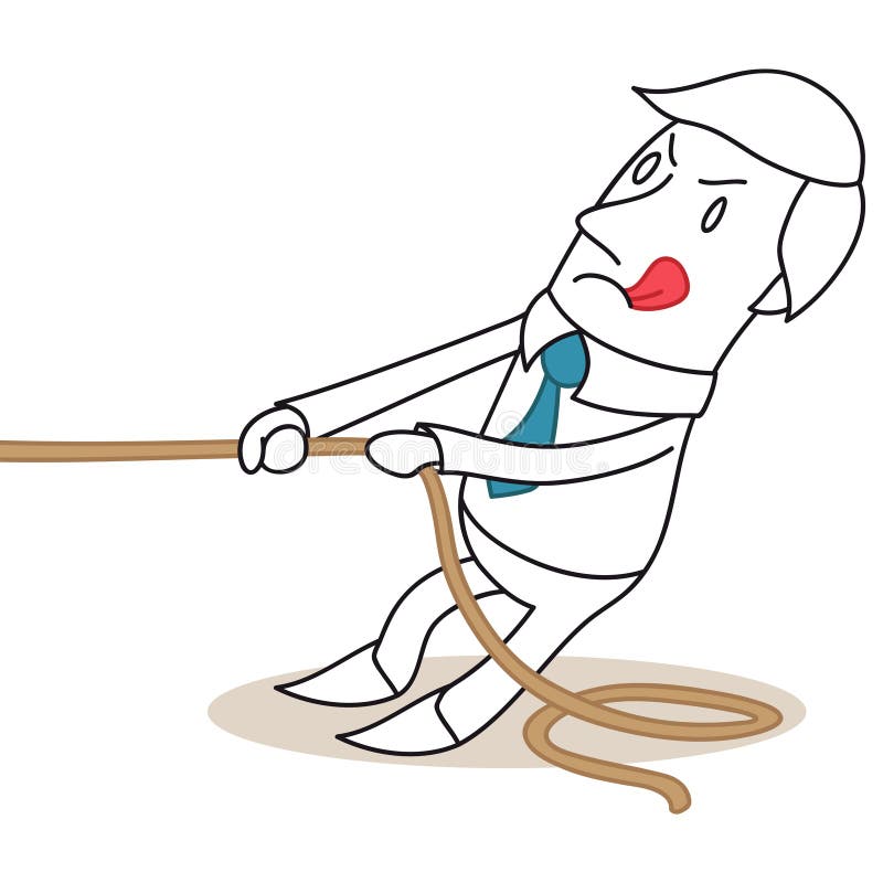 Businessman Pulling on a Rope Stock Vector - Illustration of occupation ...