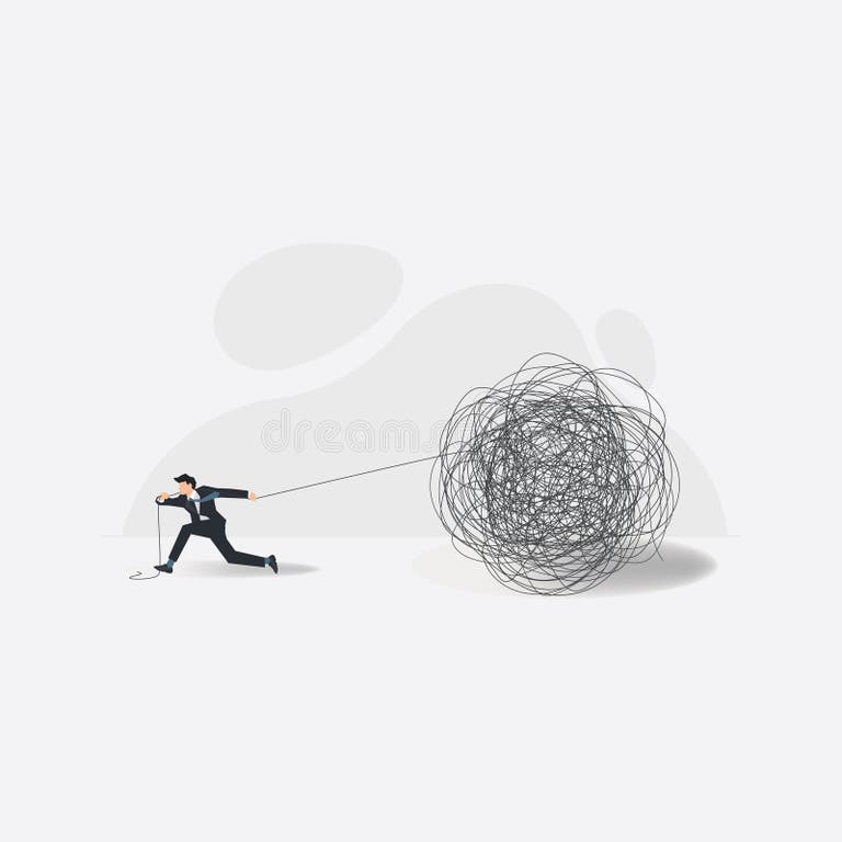 Businessman Pulling the Scribble Roll. Solve and Fixed Many Problems ...