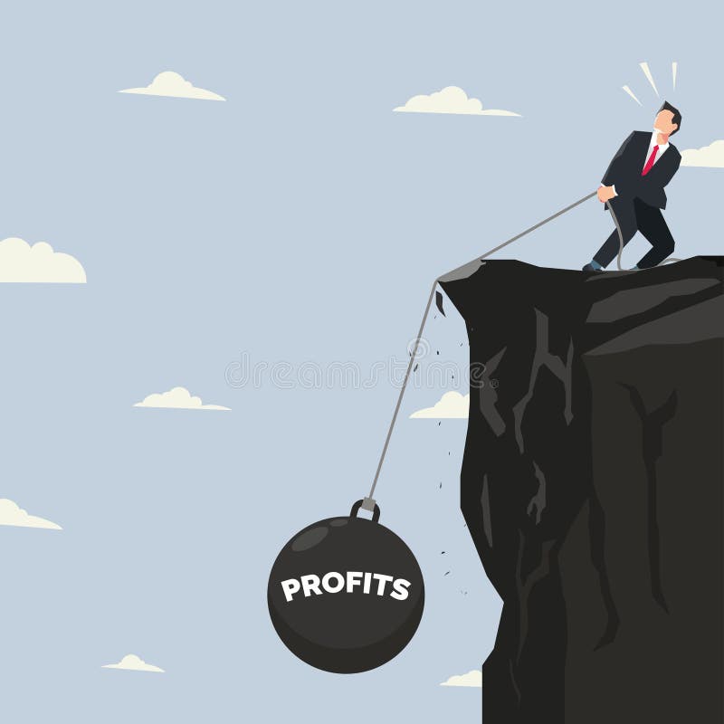 Businessman Pulls Up Profit Heavy Burden on the Cliff. Fix Rapidly ...