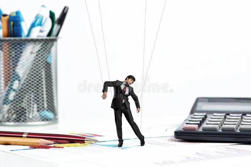 Businessman Puppet Doll is on the Desk Stock Photo - Image of ...