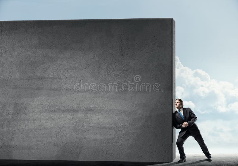 Businessman push wall stock image. Image of businessman - 101726805
