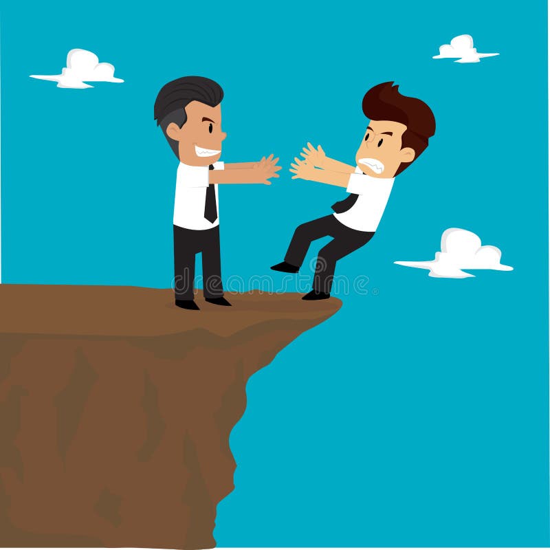Businessman Pushed Colleagues Fall into the Abyss Stock Vector ...