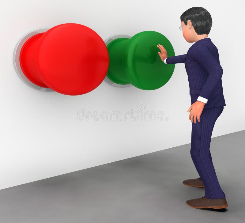 Businessman Pushes Button Shows Get Going and Activate Stock ... Businessman Pushes Button Shows Get Going and Activate Stock ...