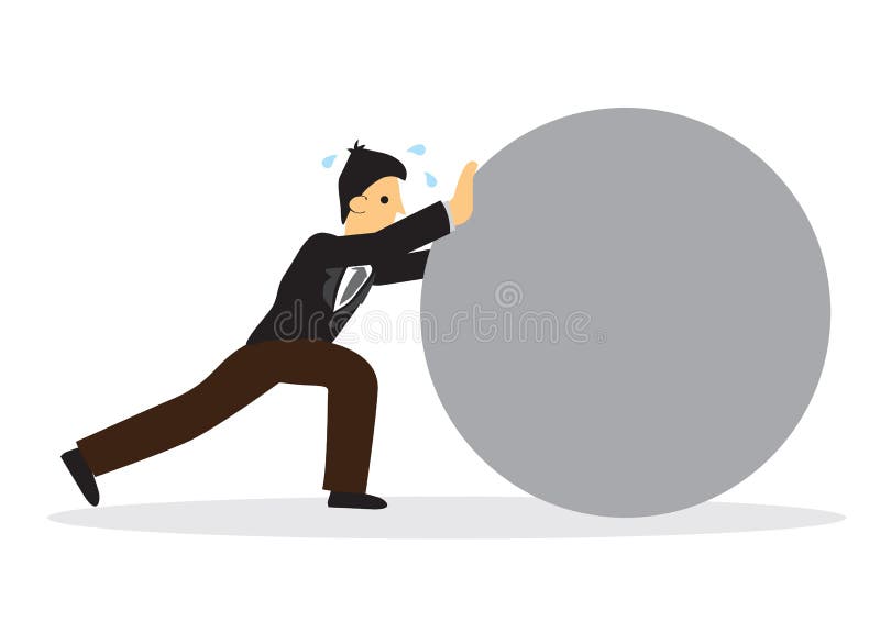 Businessman Pushing a Huge Obstacle. Overcome Obstacles and Challenges ... Businessman Pushing a Huge Obstacle. Overcome Obstacles and Challenges ...