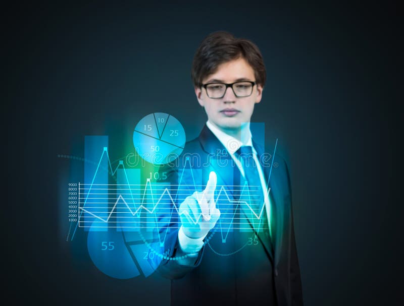 Businessman pushing chart stock photo. Image of diagram - 50105200