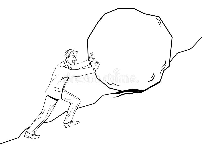 Businessman Pushing Rock Uphill Pop Art Vector Stock Vector ... Businessman Pushing Rock Uphill Pop Art Vector Stock Vector ...