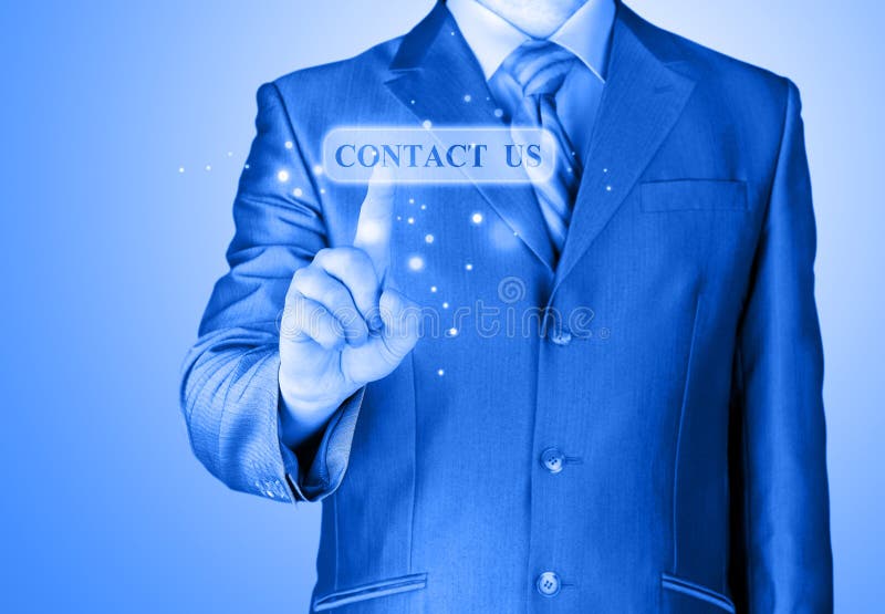 Contact Us Written in Chalk by Business Man Stock Photo - Image of ...